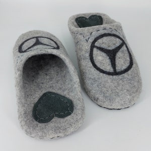 Mercedes-benz Car Slippers for Man Wool Slippers Flat Shoes Handmade ...