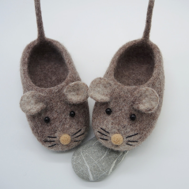 Mouse Slippers Toddler Slippers Handmade Wool Flat Shoes Funny - Etsy
