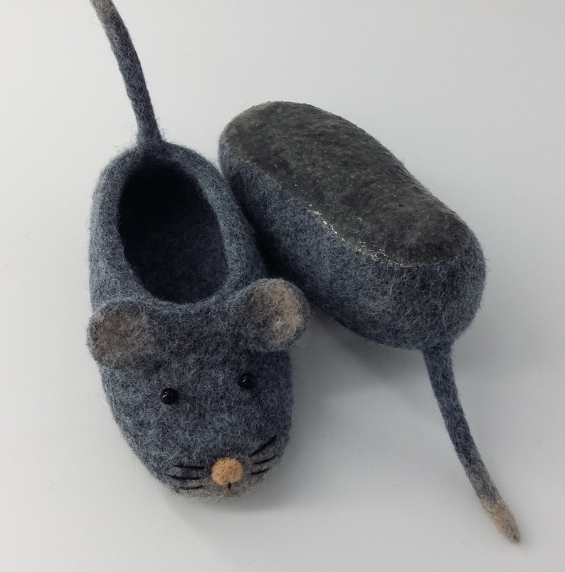 Mouse Slippers Toddler Slippers Handmade Wool Flat Shoes Funny - Etsy