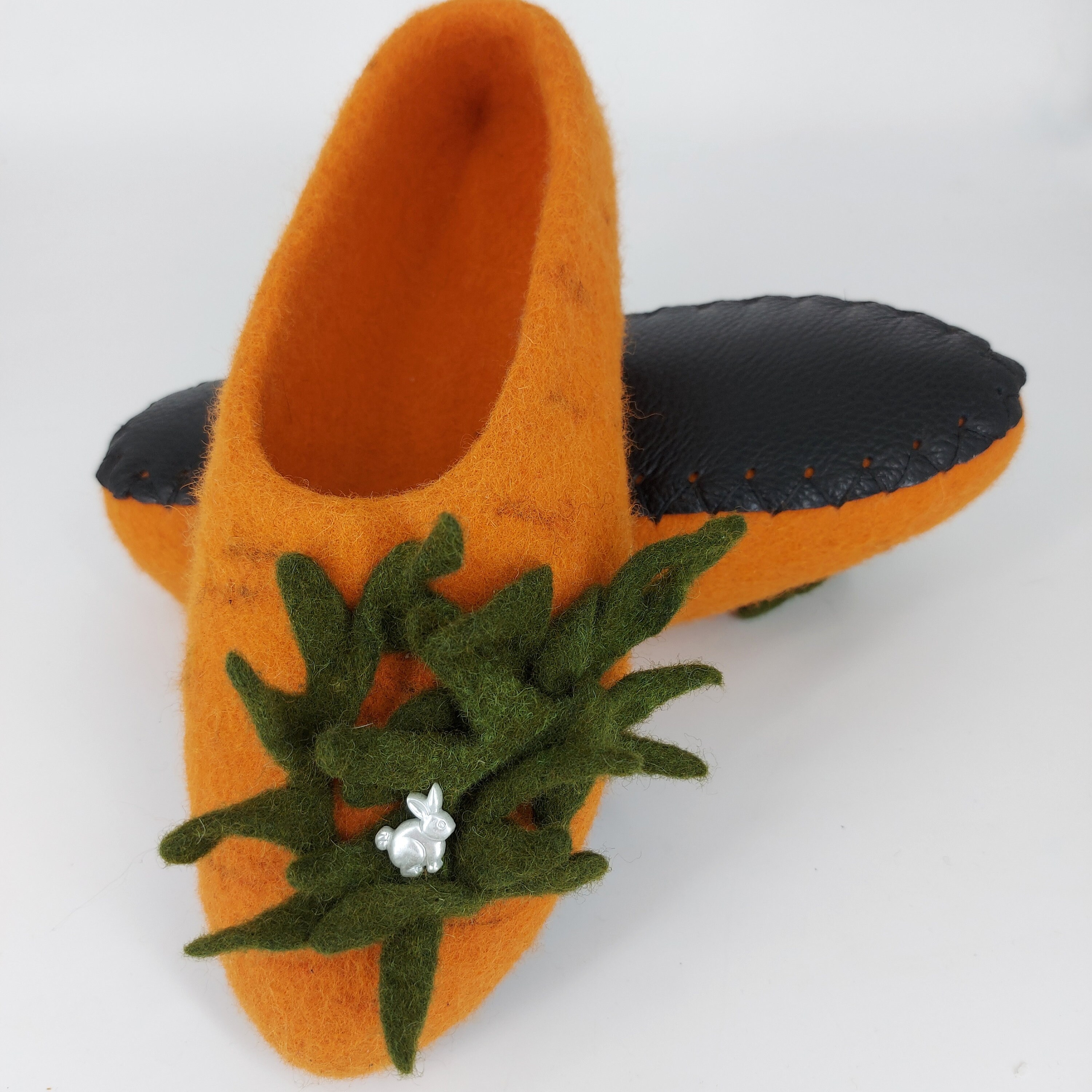 Carrot Orange Felted Wool Slippers: Eco-friendly Home Shoes - Etsy
