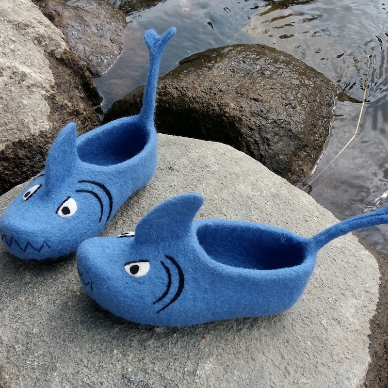 Shark Slippers - Etsy