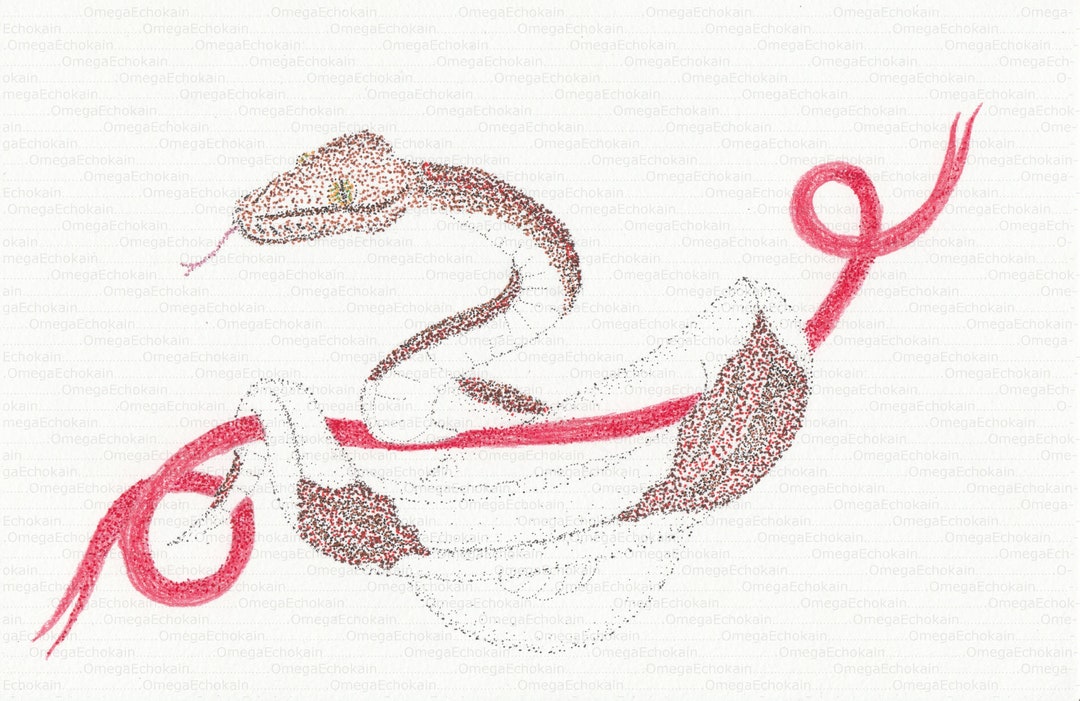 Year of the Snake Pen & Stock Paper Dotted/pointillism/stippling Art - Etsy