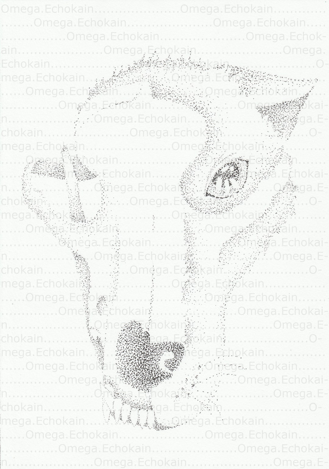 Two Faced Pen & Stock Paper Dotted/pointillism/stippling Art of Wolf ...