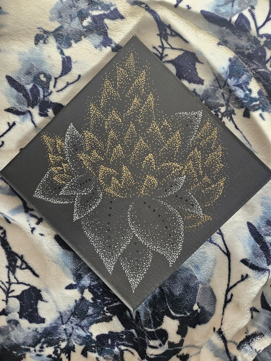 Blacked Out Canvas Dotted/pointillism/stippling Acrylic Paint Art of ...