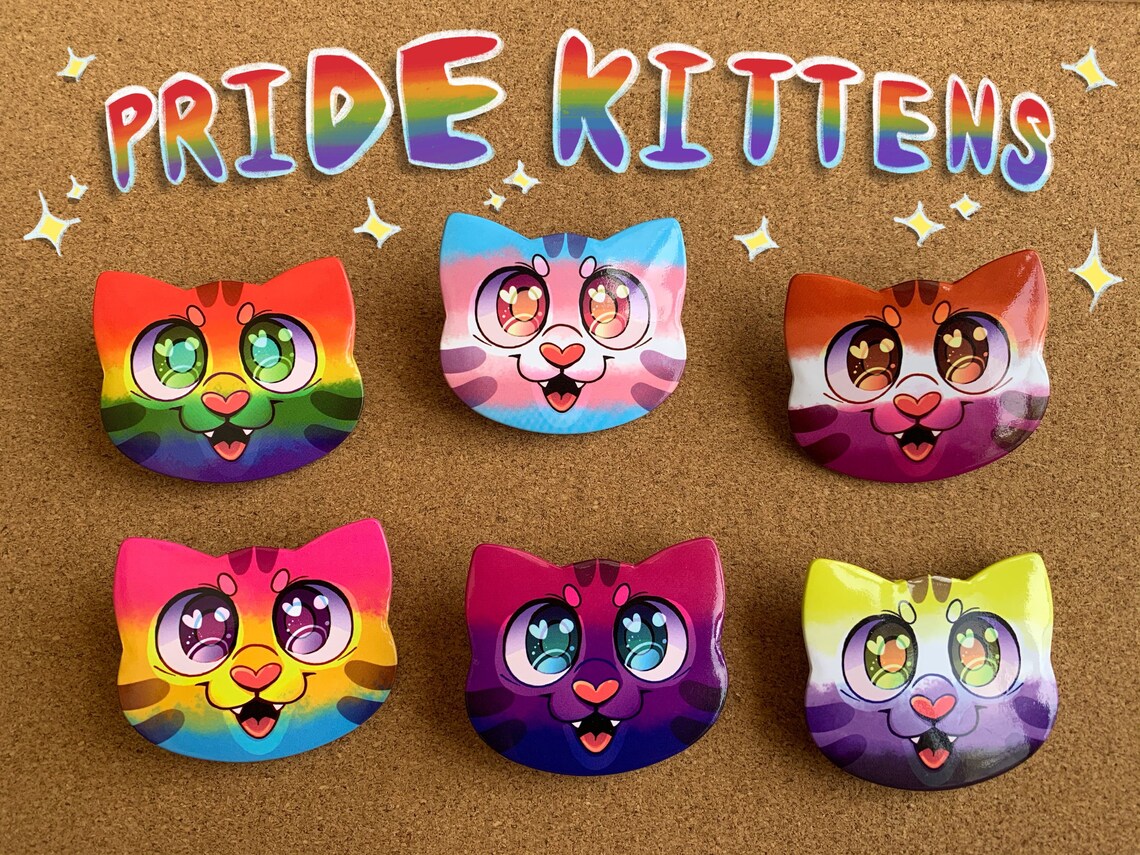 Pride Kittens! Large Safety Pin Badges - Etsy