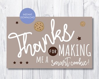 Printable One Smart Cookie Tags Printable Thank You for - Etsy