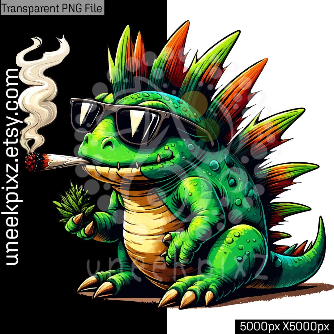Digital Download Dinosaur 420 PNG File, Whimsical Dinosaur T-rex ...