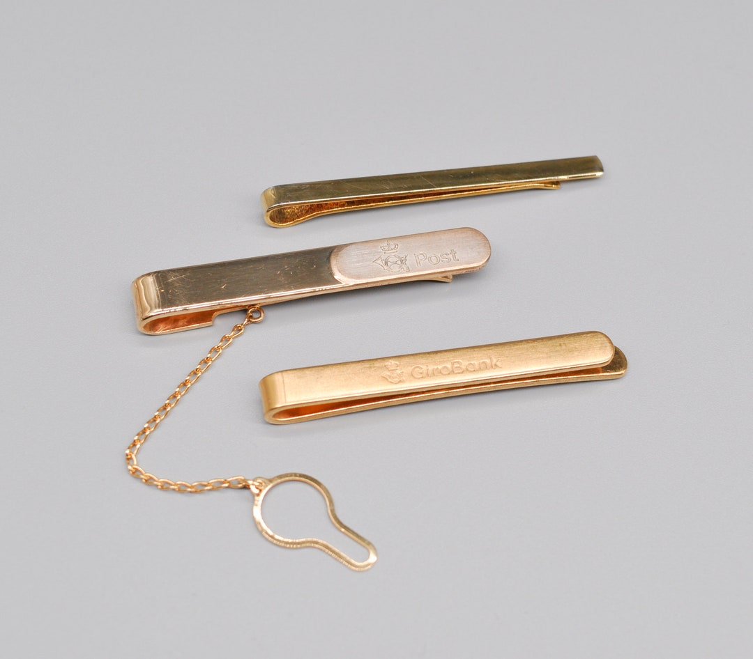 Vintage Gold Tone Metal Tie Clip. Set of 3. - Etsy