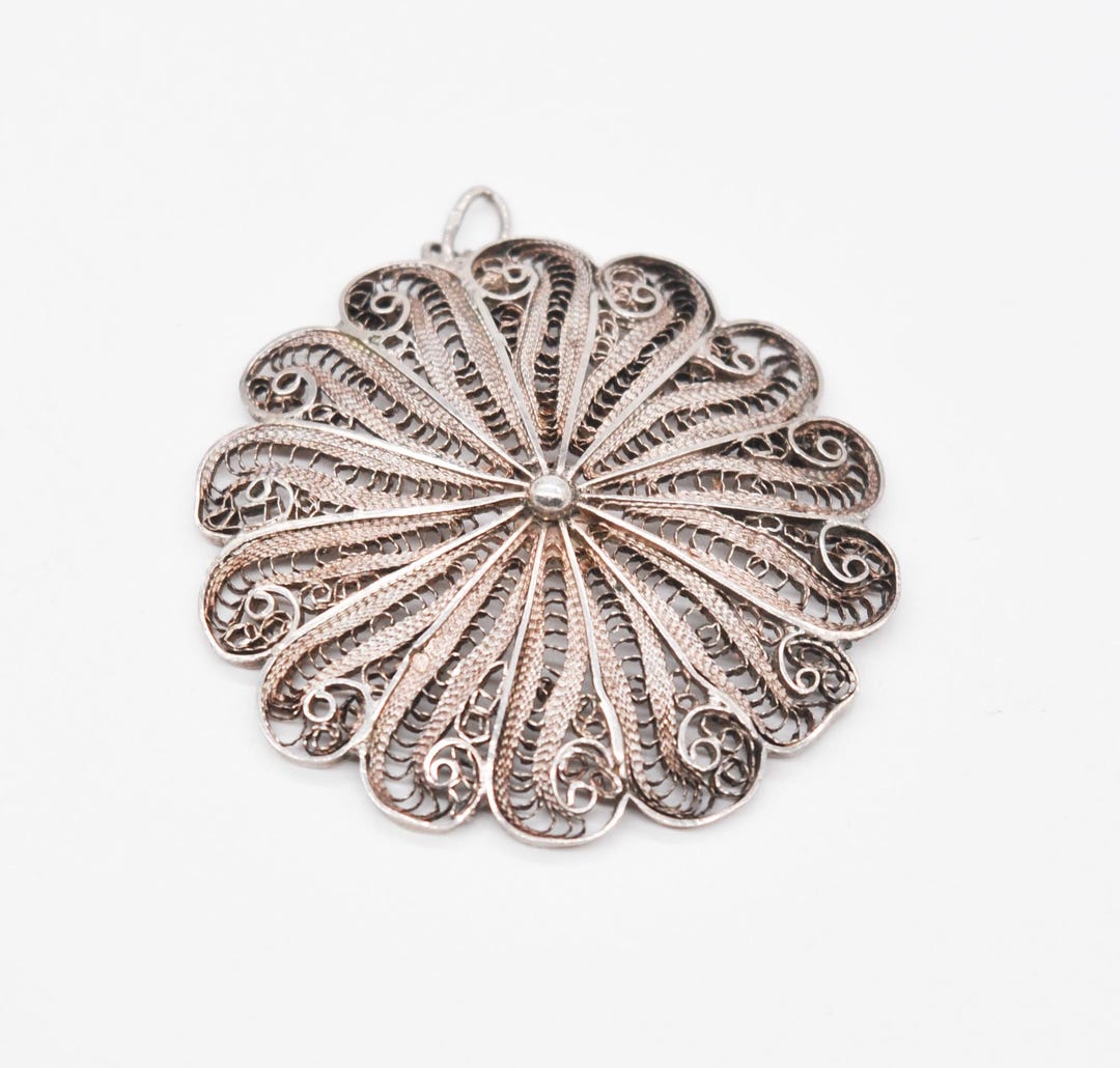 Vintage Filigree 830 Solid Silver Pendant. - Etsy