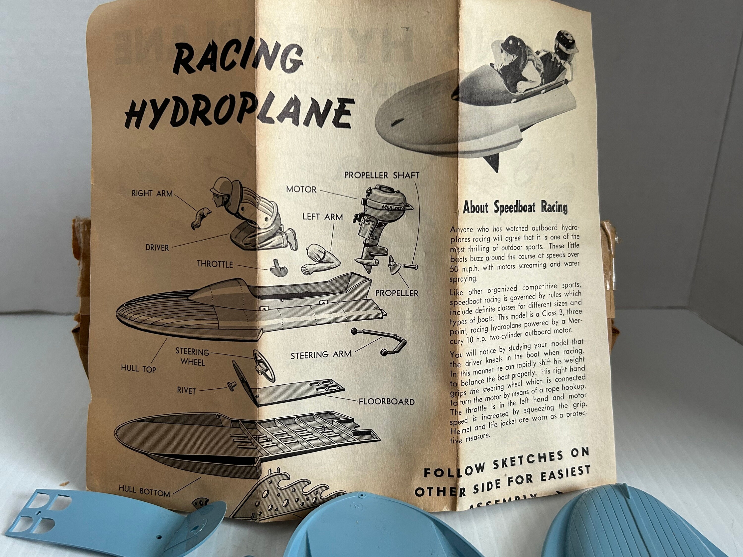 Vintage 1950's Kellogg's Racing Hydroplane Model Boat Kit in Original ...