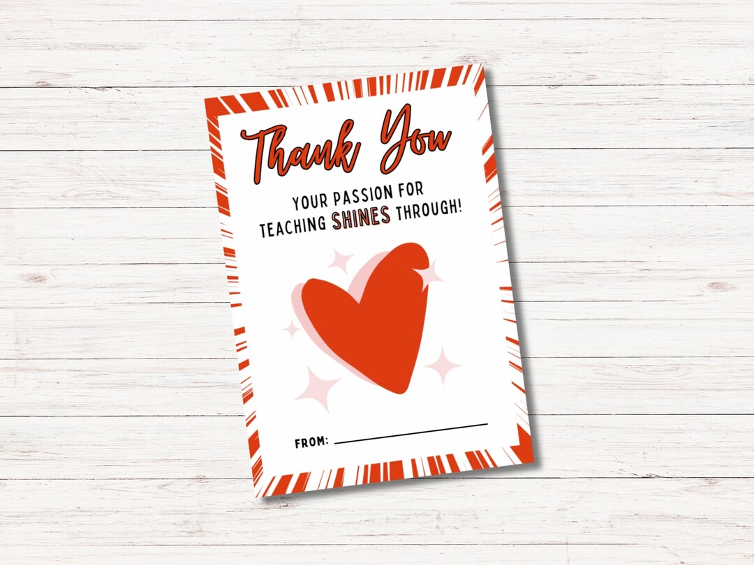 Teacher Valentine Gift Card Holder, Printable Gift for Teacher, Teacher ...