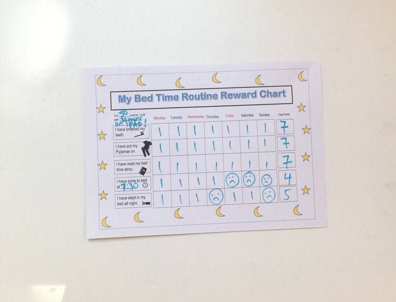 Bed Time Routine Reward Chart, Digital Download for Everyday Use ...