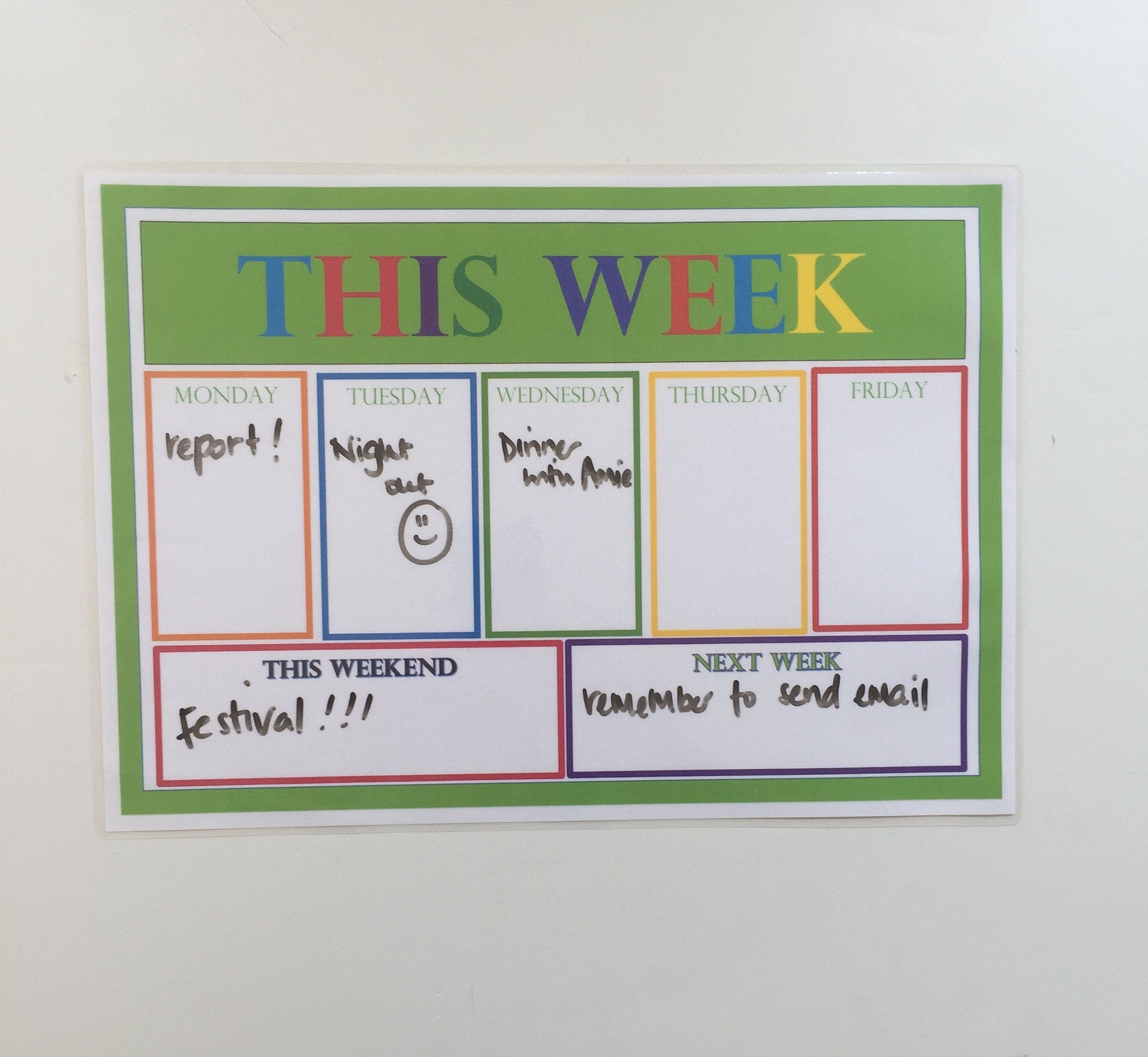 Weekly Planner, My Week, Diary Sheet, Organisation, Home, Dry Wipe ...