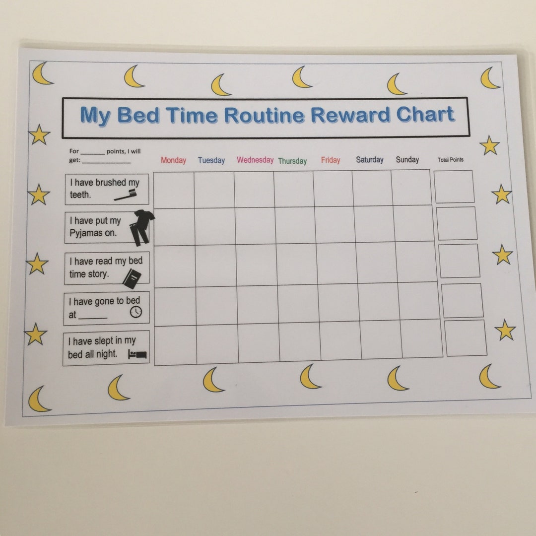 Bed Time Routine Reward Chart, Digital Download for Everyday Use ...