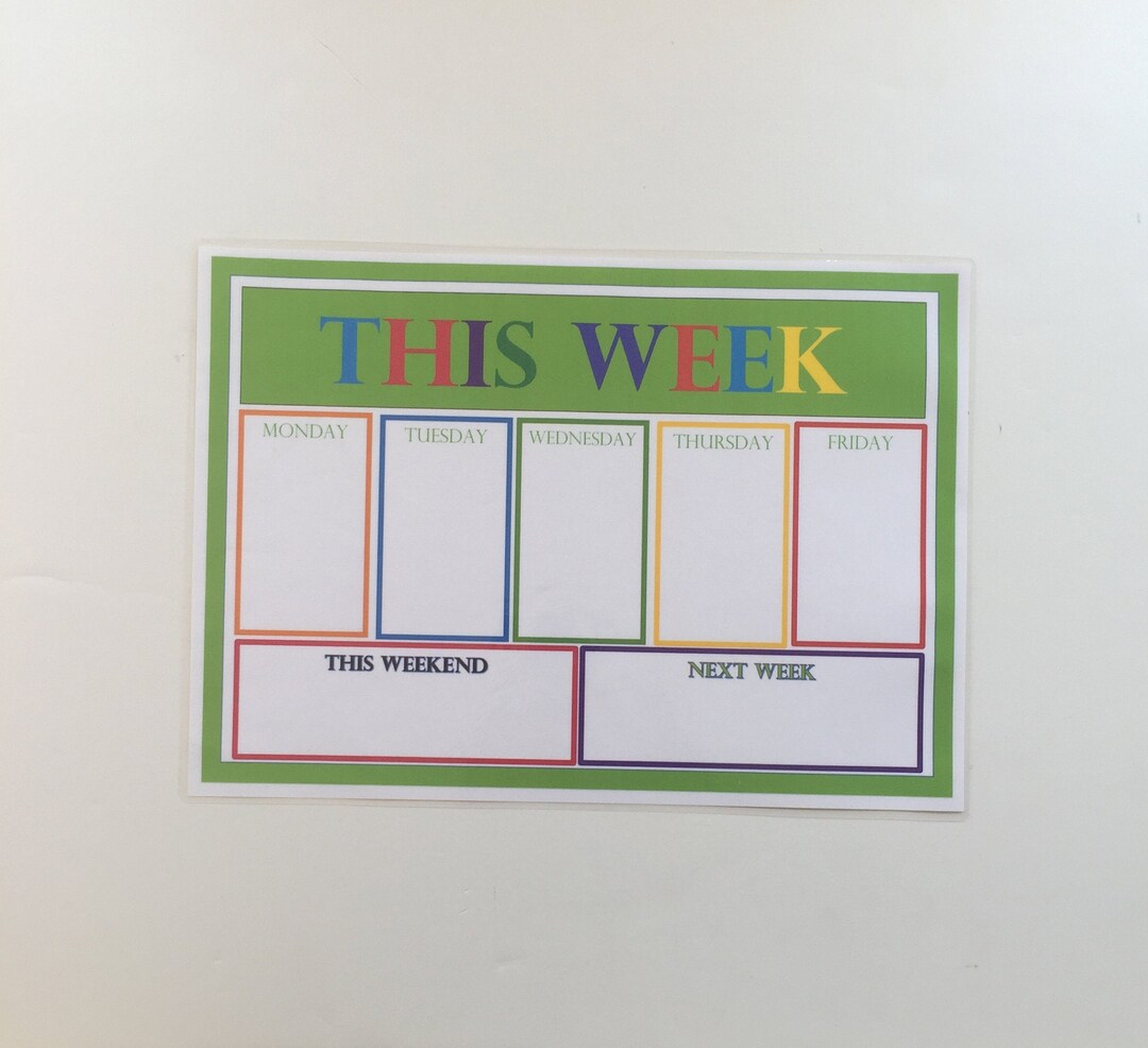 Weekly Planner, My Week, Diary Sheet, Organisation, Home, Dry Wipe ...