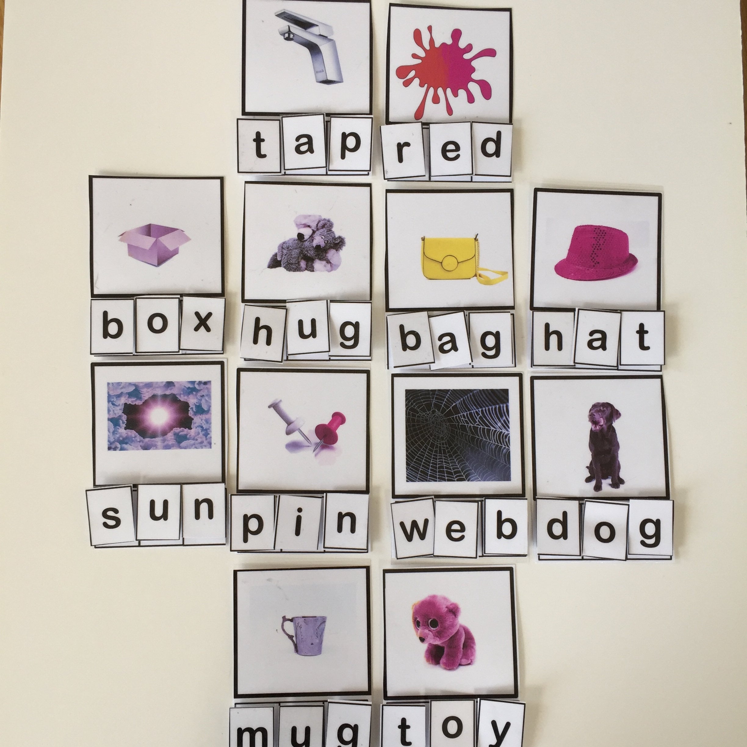 12 CVC Word Blending/segmenting Velcro-laminated Picture+word.literacy ...