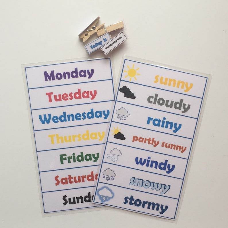 Daily Chart, Days of the Week, the Weather, Calendar, Circle Time ...