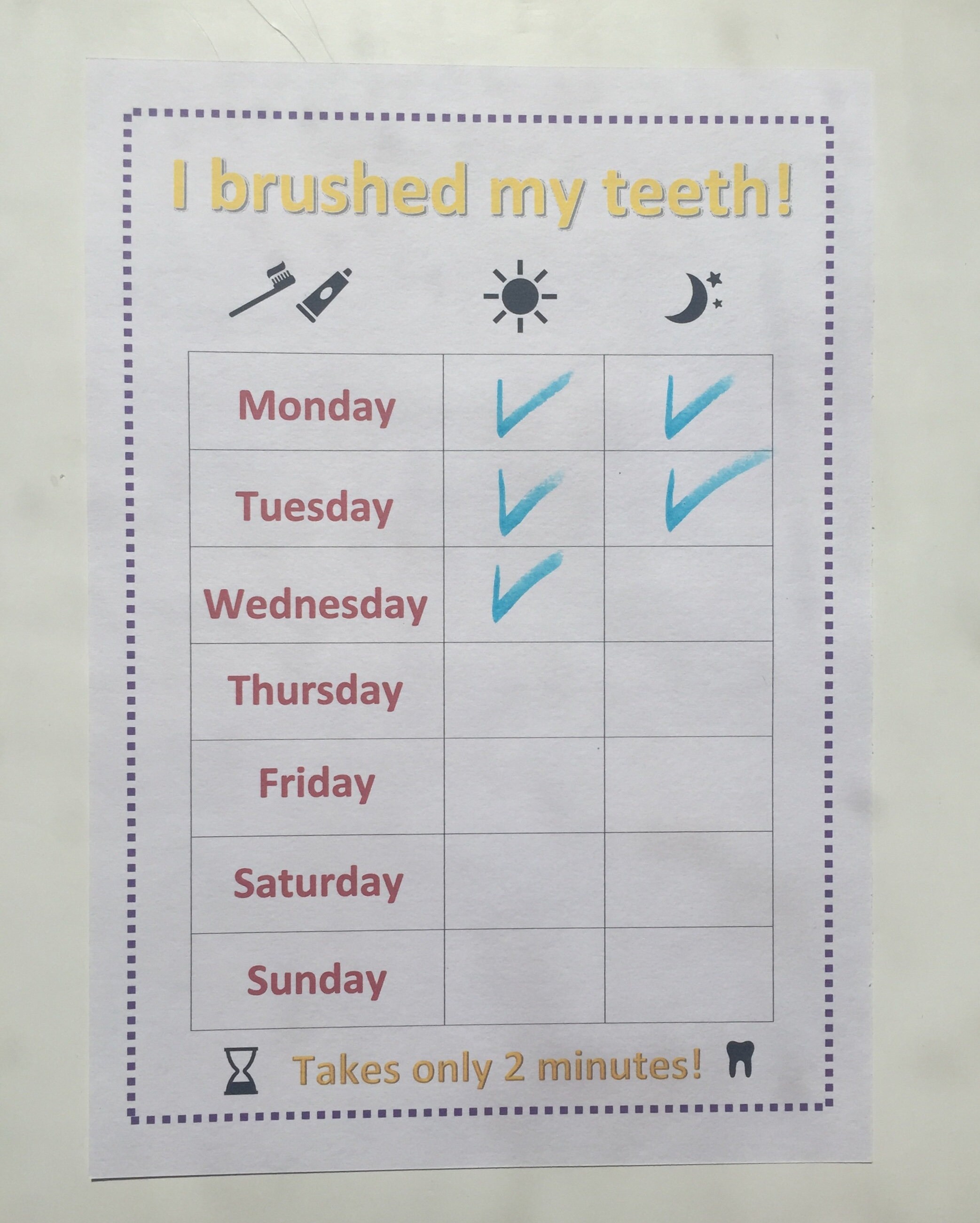I Brushed My Teeth Reward Chart,toddlers, Behavioral Charts, Home ...