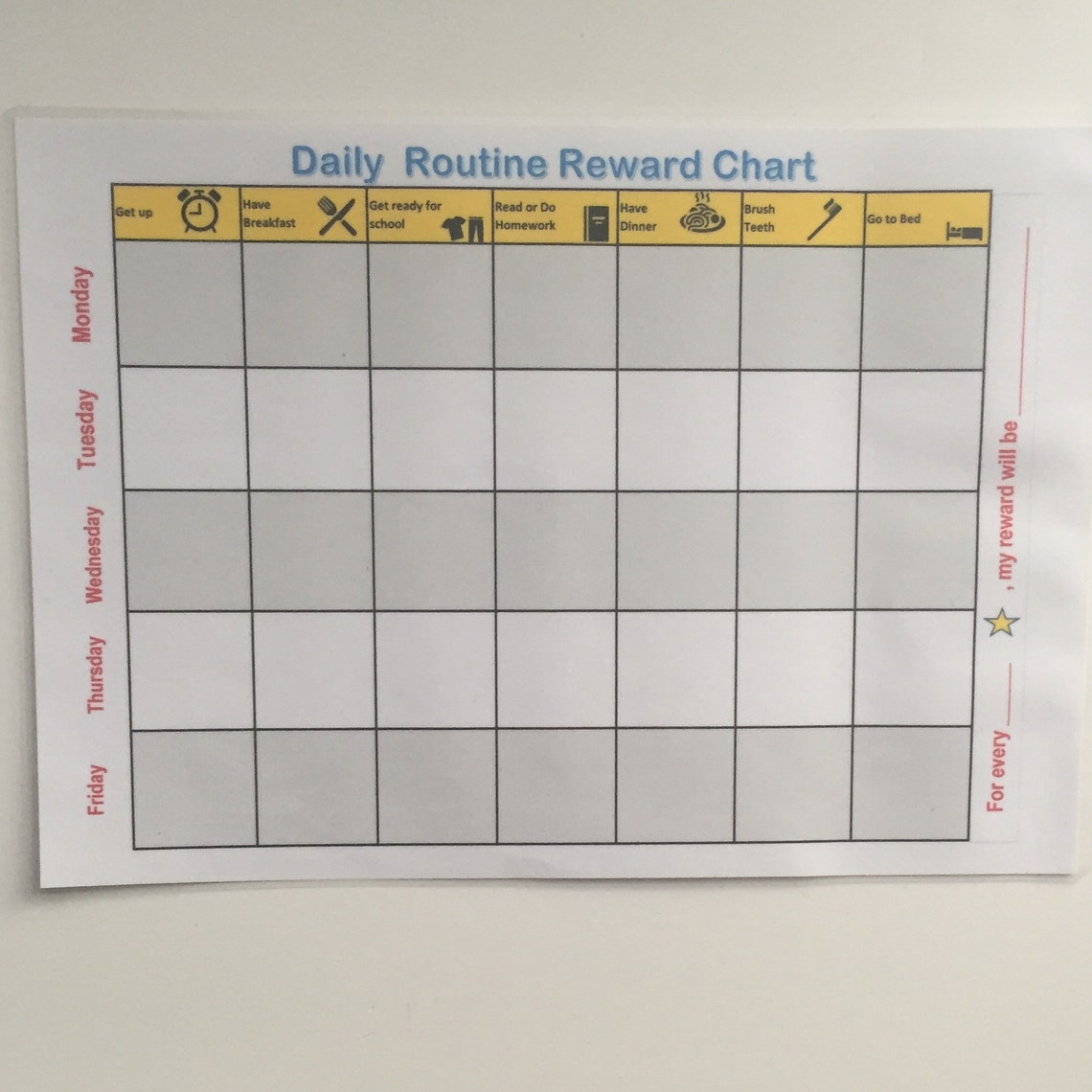 Daily Routine Reward Chart Free Shipping Behaviour | Etsy