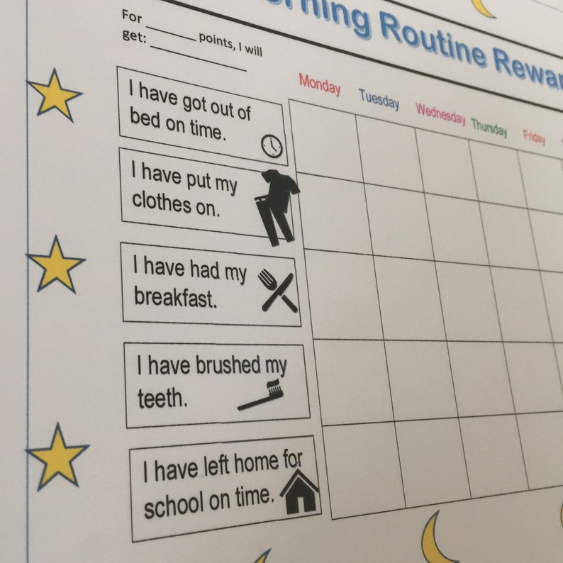 Bed Time Routine Reward Chart, Digital Download for Everyday Use ...