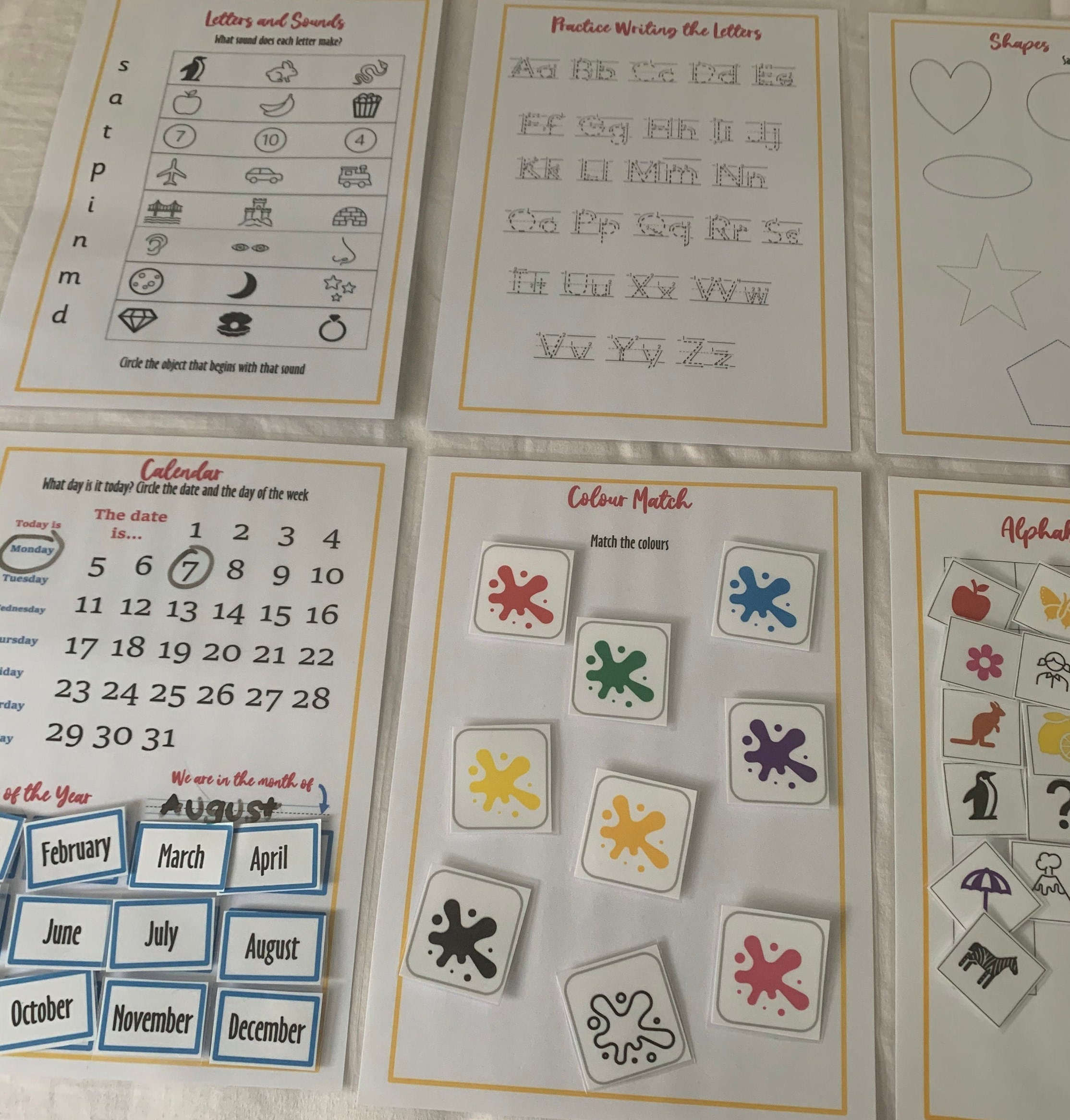 Preschool Essentials, Calendar, Colors, Alphabet, Writing, Sounds ...