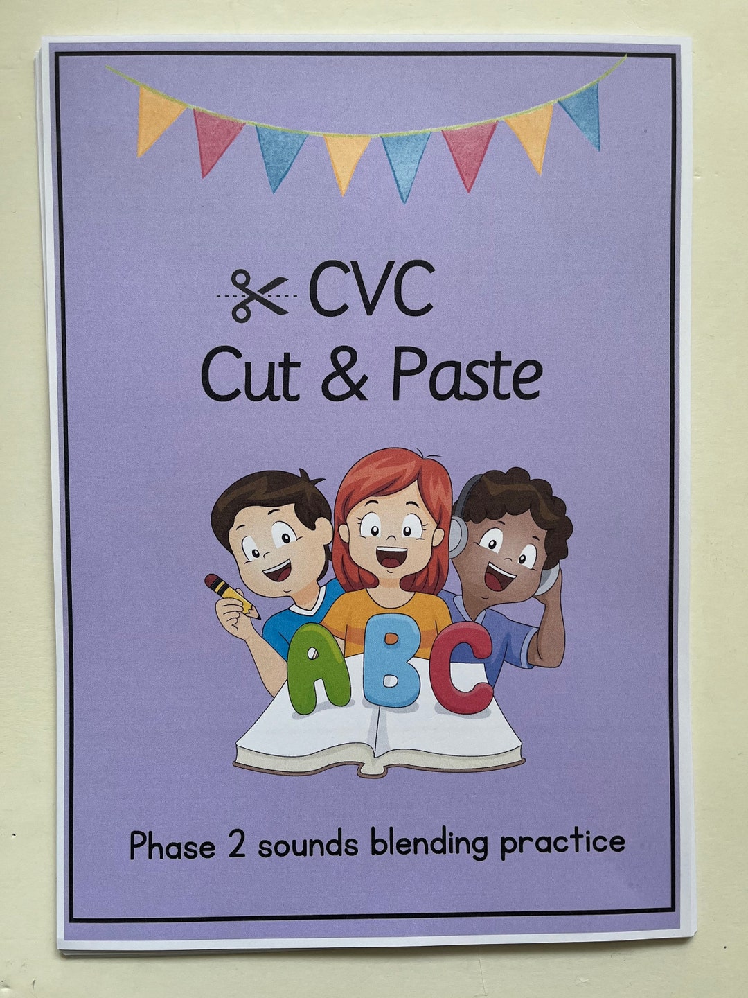 Phonics Phase 2 Blending Practice, 32 CVC Words, Letters and Sounds, Cut and Paste Sounds ...