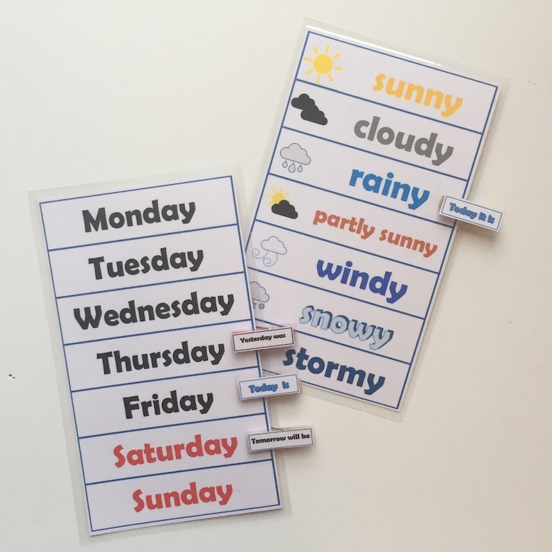 Daily Chart, Days of the Week, the Weather, Calendar, Circle Time ...