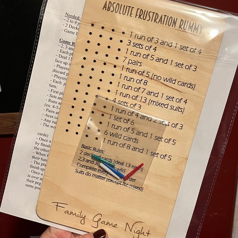 Absolute Frustration Rummy Board | Portable Family Card Game - Etsy
