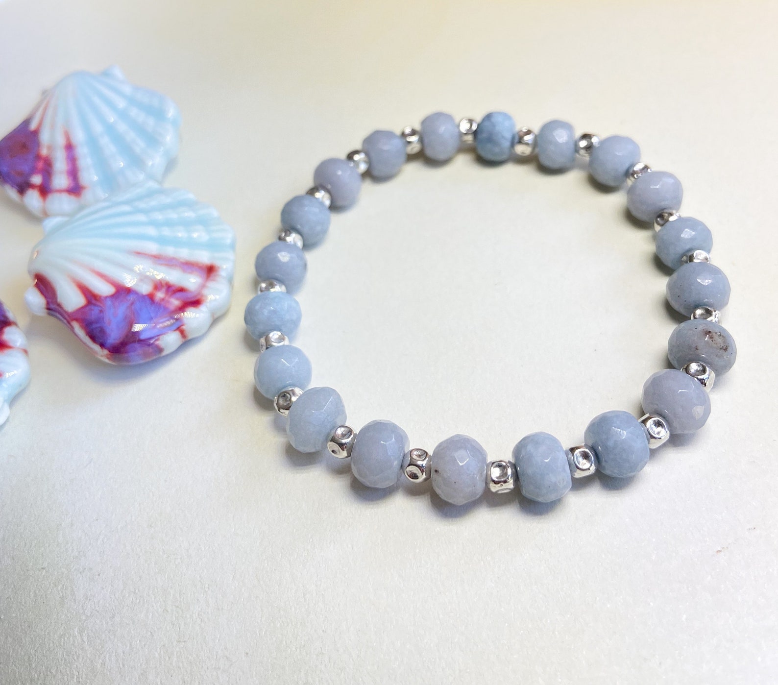 Genuine Angelite Stone Bracelet, Gemstone Bracelet, Angelite Stone ...