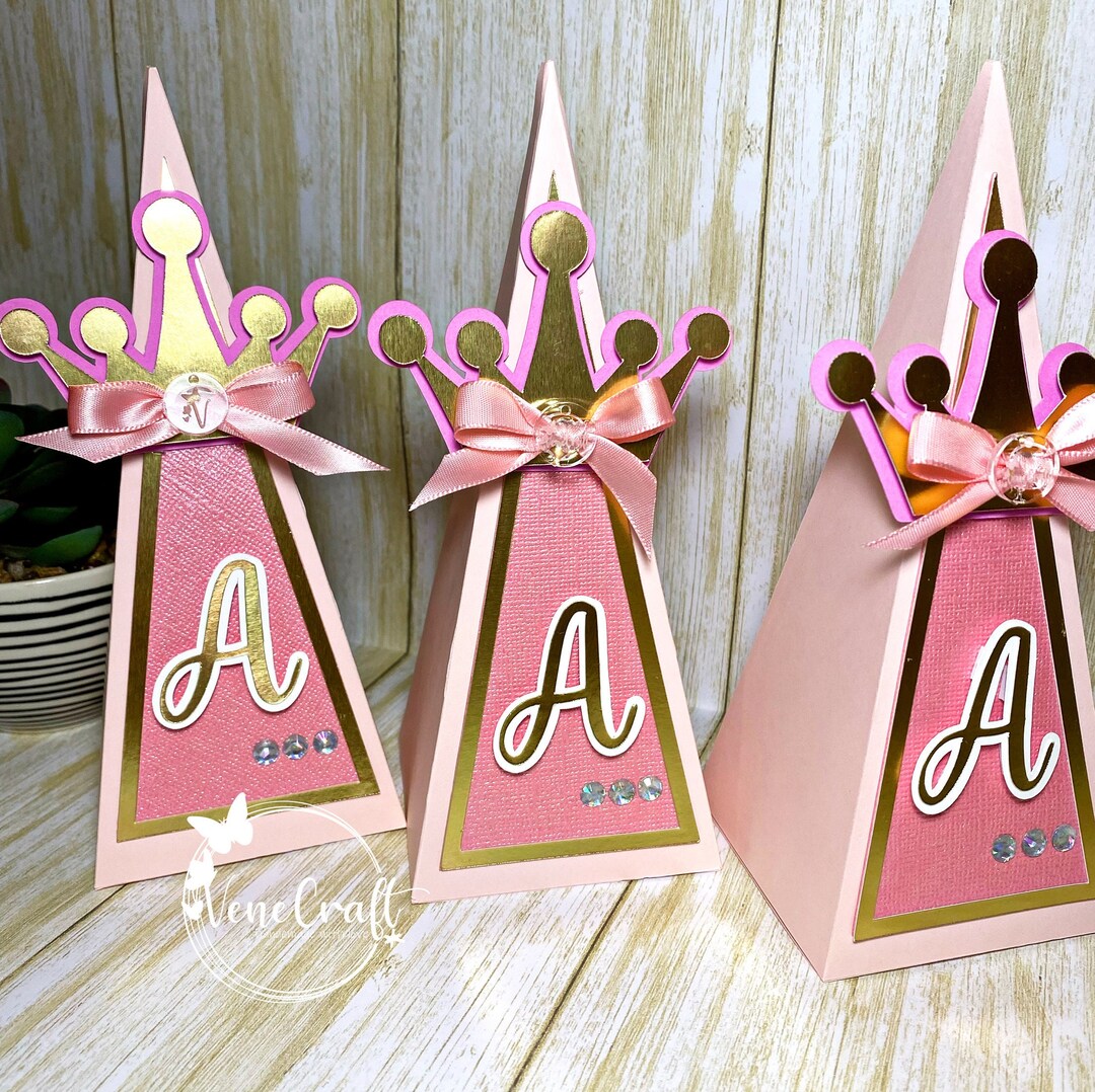 Princess Favor Boxes. Party Decoration. Pyramid Box. Princess Candy Box ...