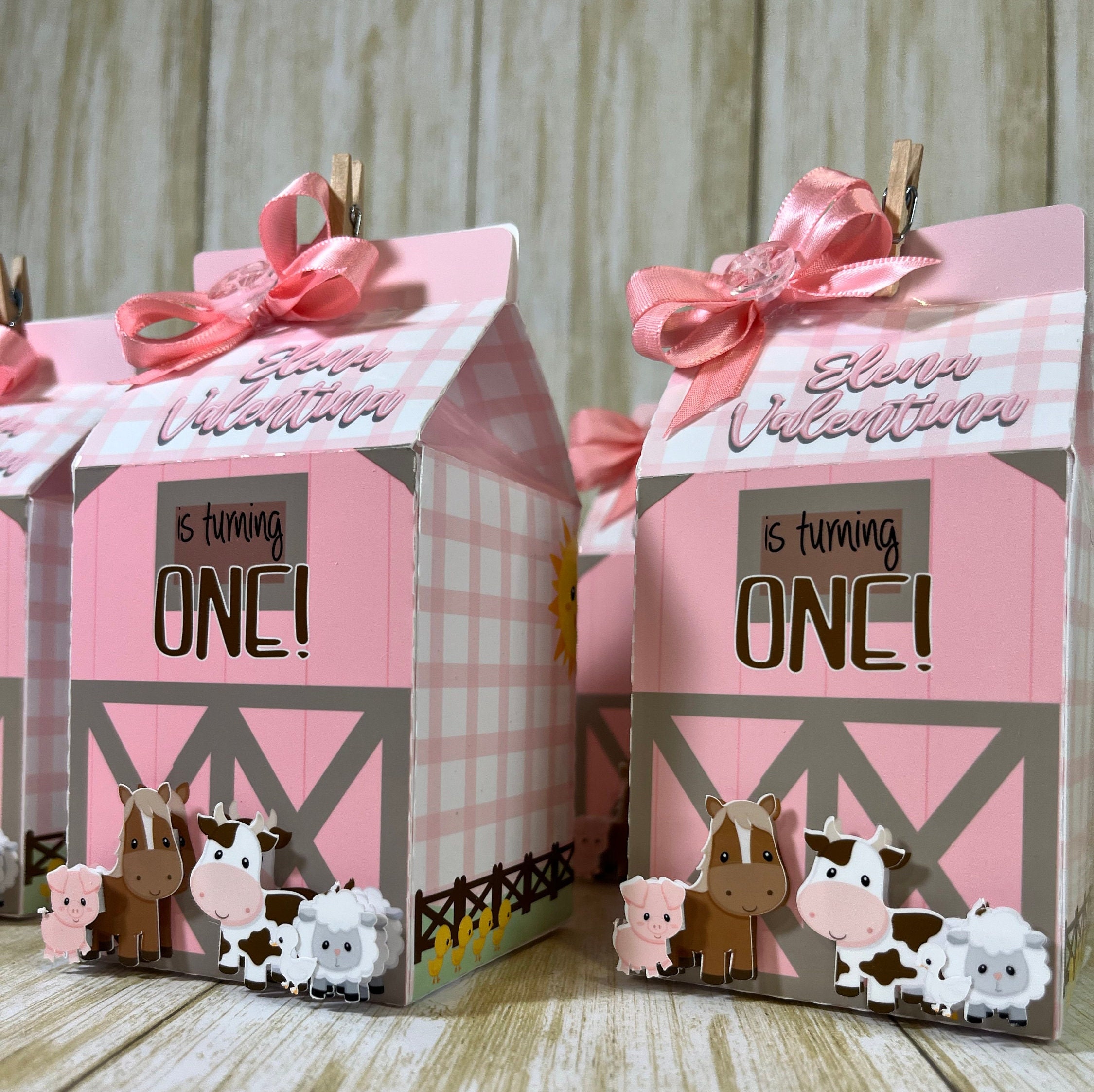Cute Farm Animal Favor Boxes. Party Decoration. Milk Box. Farm Animals ...