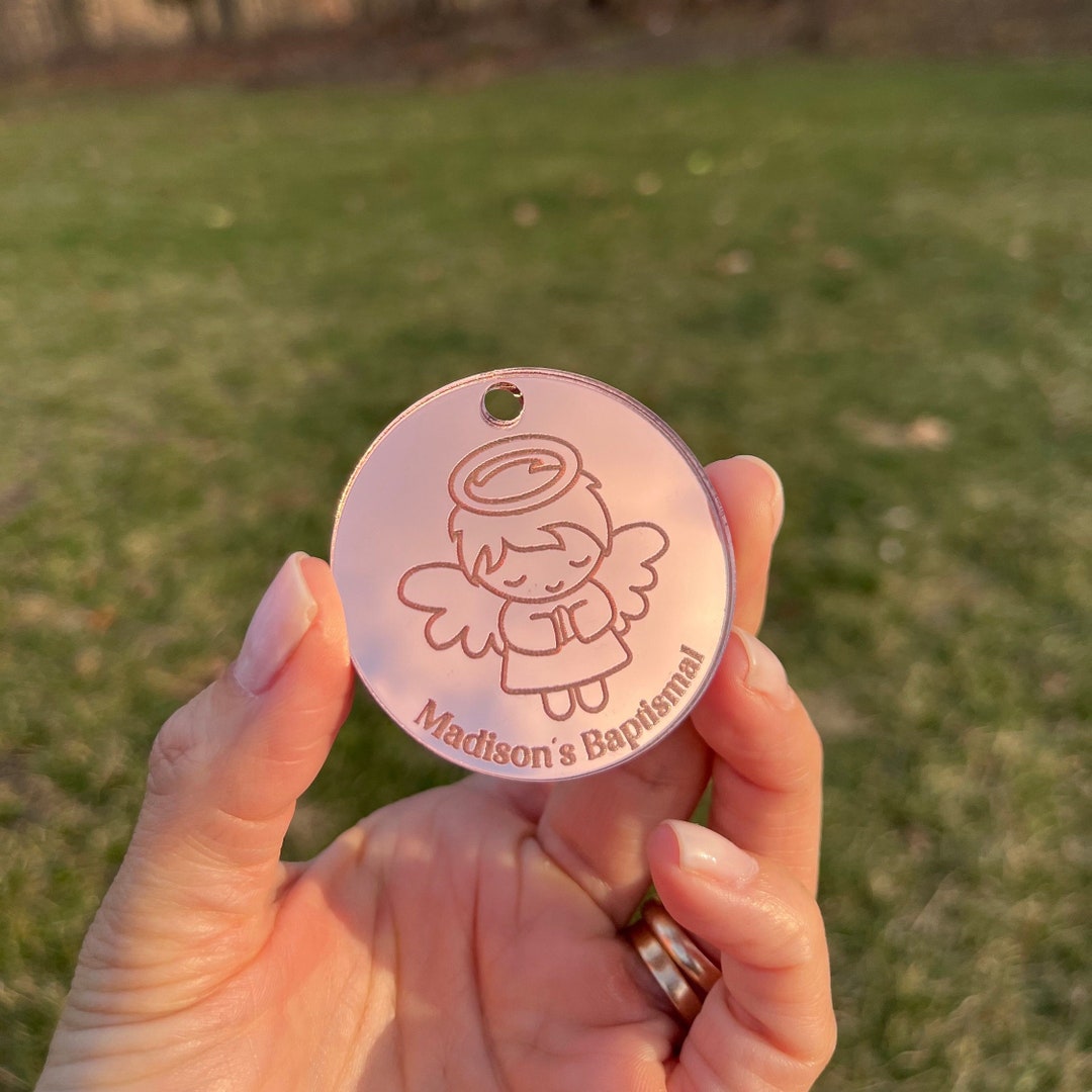 Baptism Gold Acrylic Tag, Personalized Favor Gift, Customized Acrylic ...