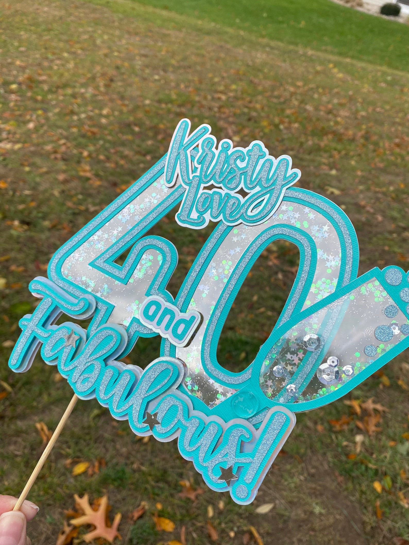 Turquoise Cake Topper. Party Decorations.40 and Fabulous Shaker Cake ...