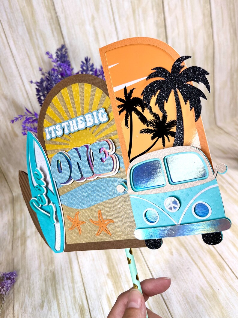 Retro Combi Cake Topper. Party Decoration. Groovy Girl Topper. Hippie ...