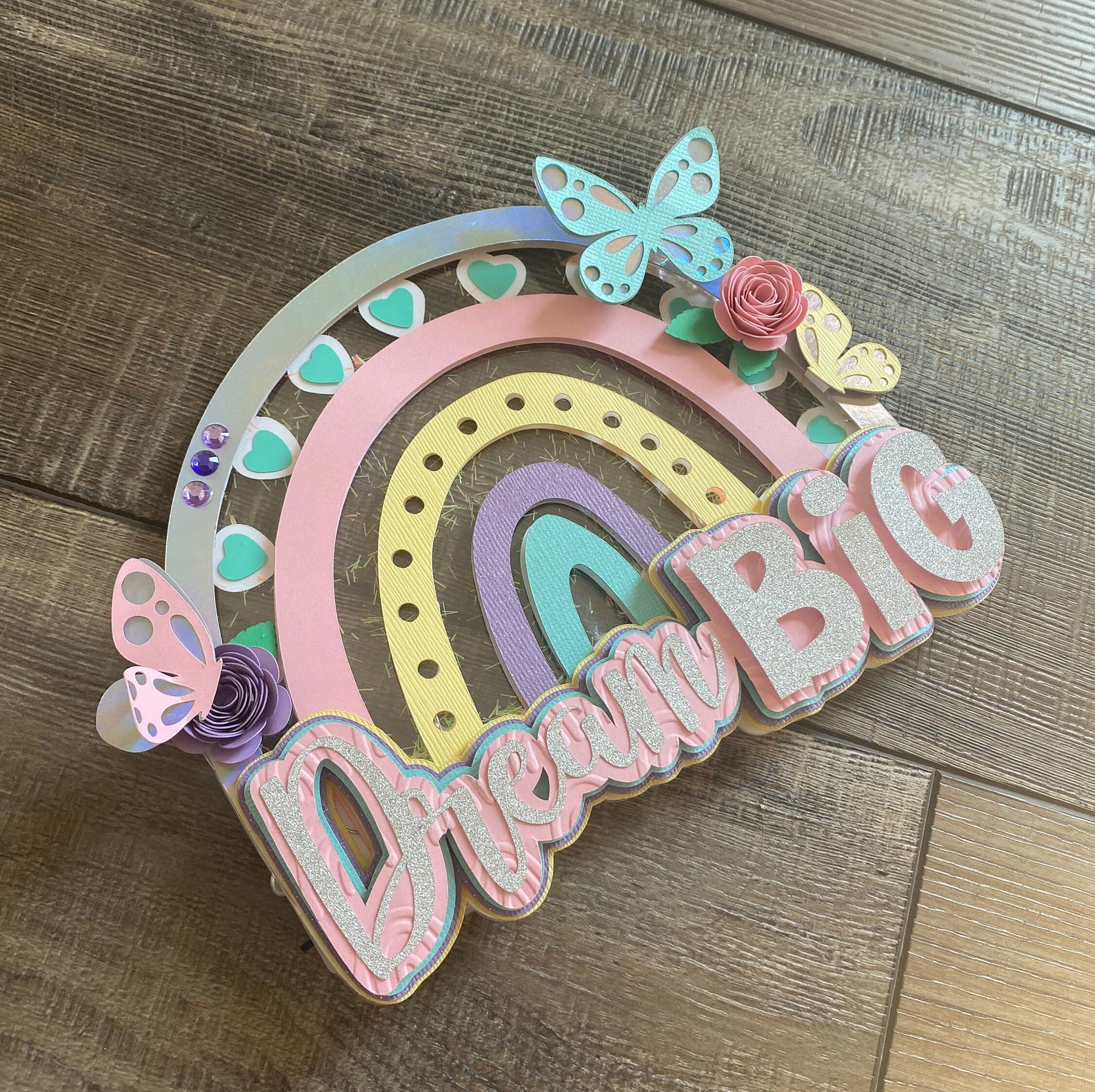 Rainbow Cake Topper. Party Decorations. Rainbow Shaker and Light Cake ...