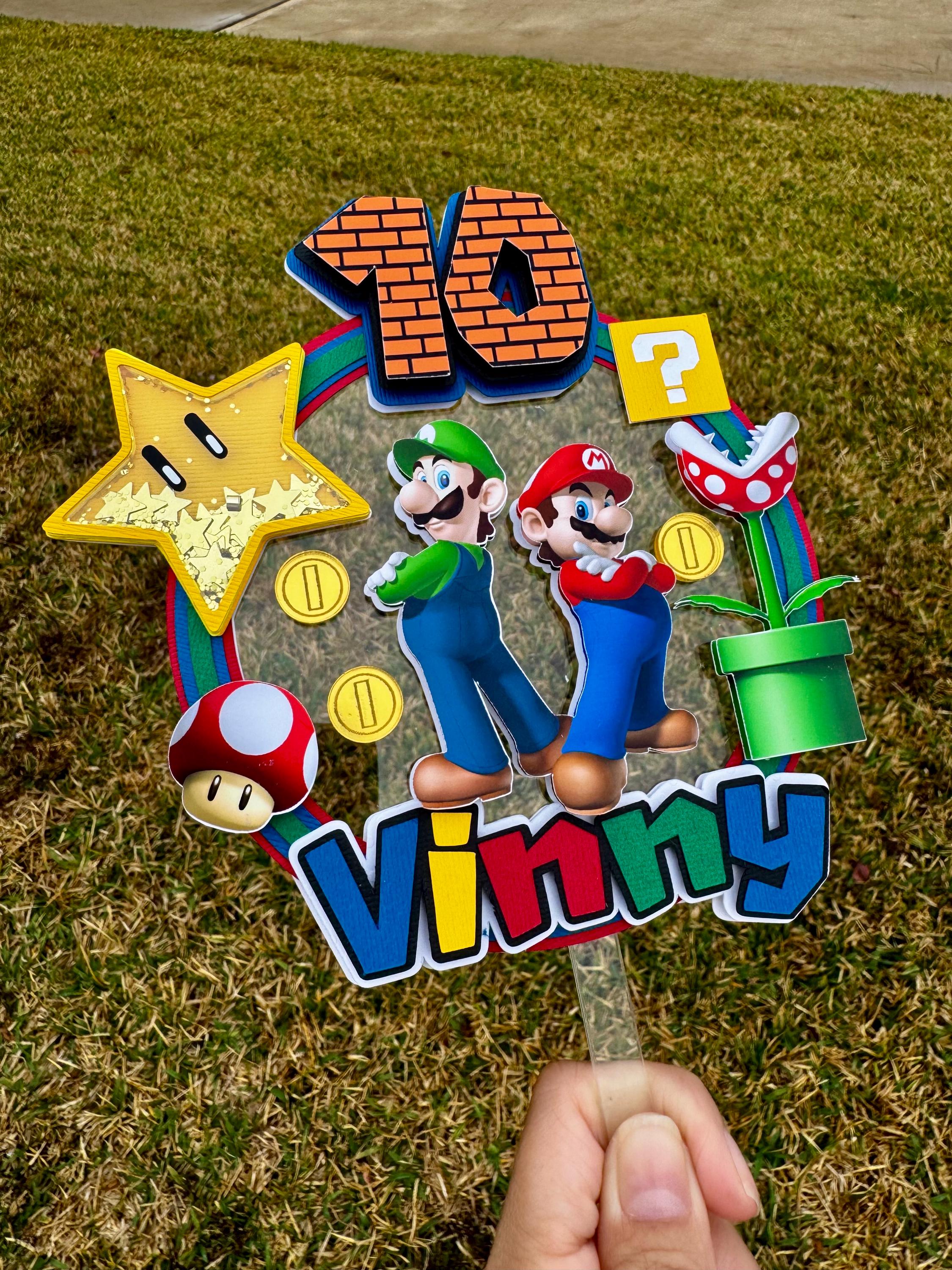 Mario Bros Cake Topper, Mario Bros Decoration, Mario Bros Custom Cake ...
