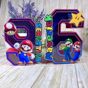 Mario Bros, 3D Number, Mario Bros Decoration, Mario Bros Custom 3D ...