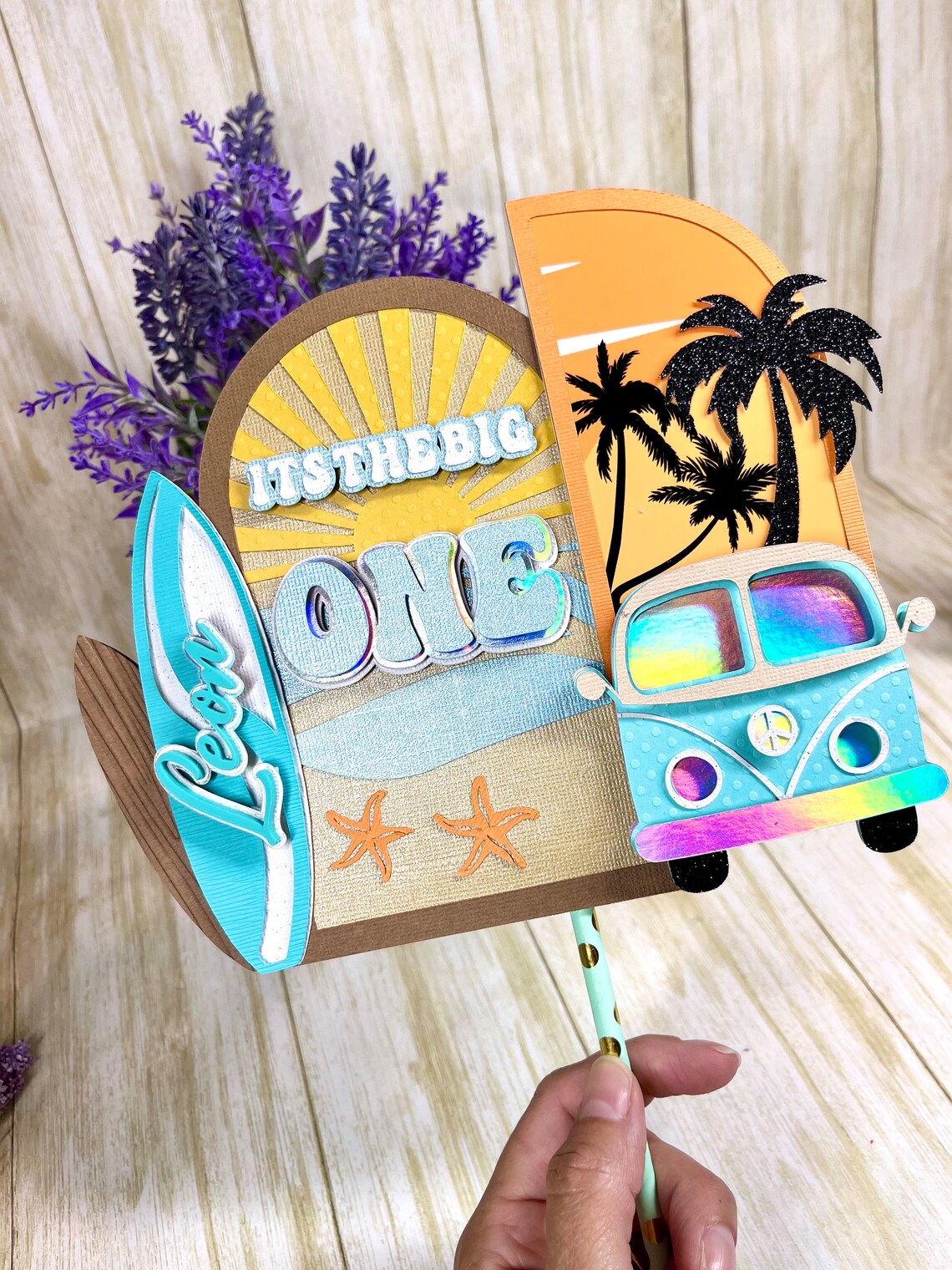 Retro Combi Cake Topper. Party Decoration. Groovy Girl Topper. Hippie ...