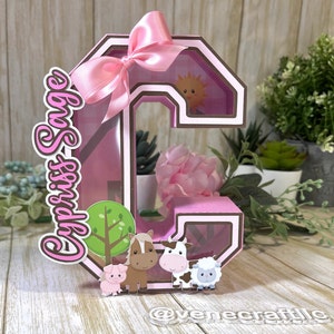 Farm Animal 3D Letter. Party Decoration. Cute Animal 3D Number. Farm ...