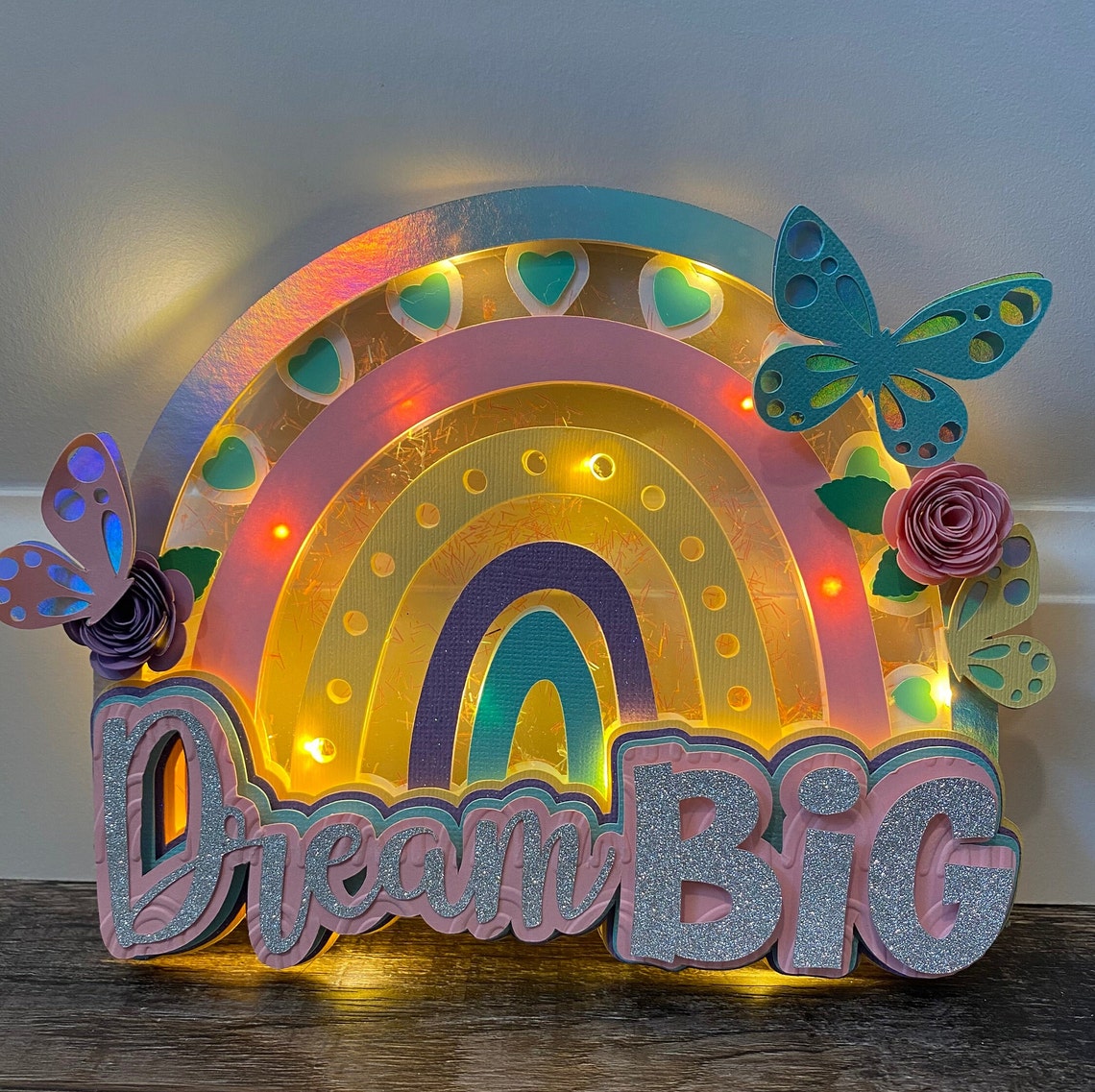 Rainbow Cake Topper. Party Decorations. Rainbow Shaker and Light Cake ...