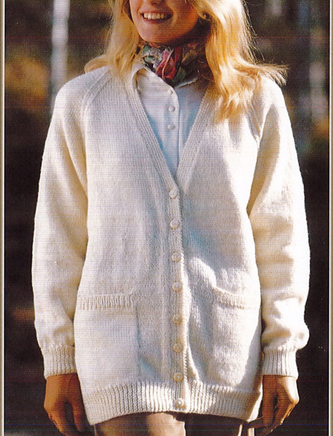 DK/4 Ply/chunky or Aran Knitting Pattern Raglan Sleeve Lady's Cardigan ...