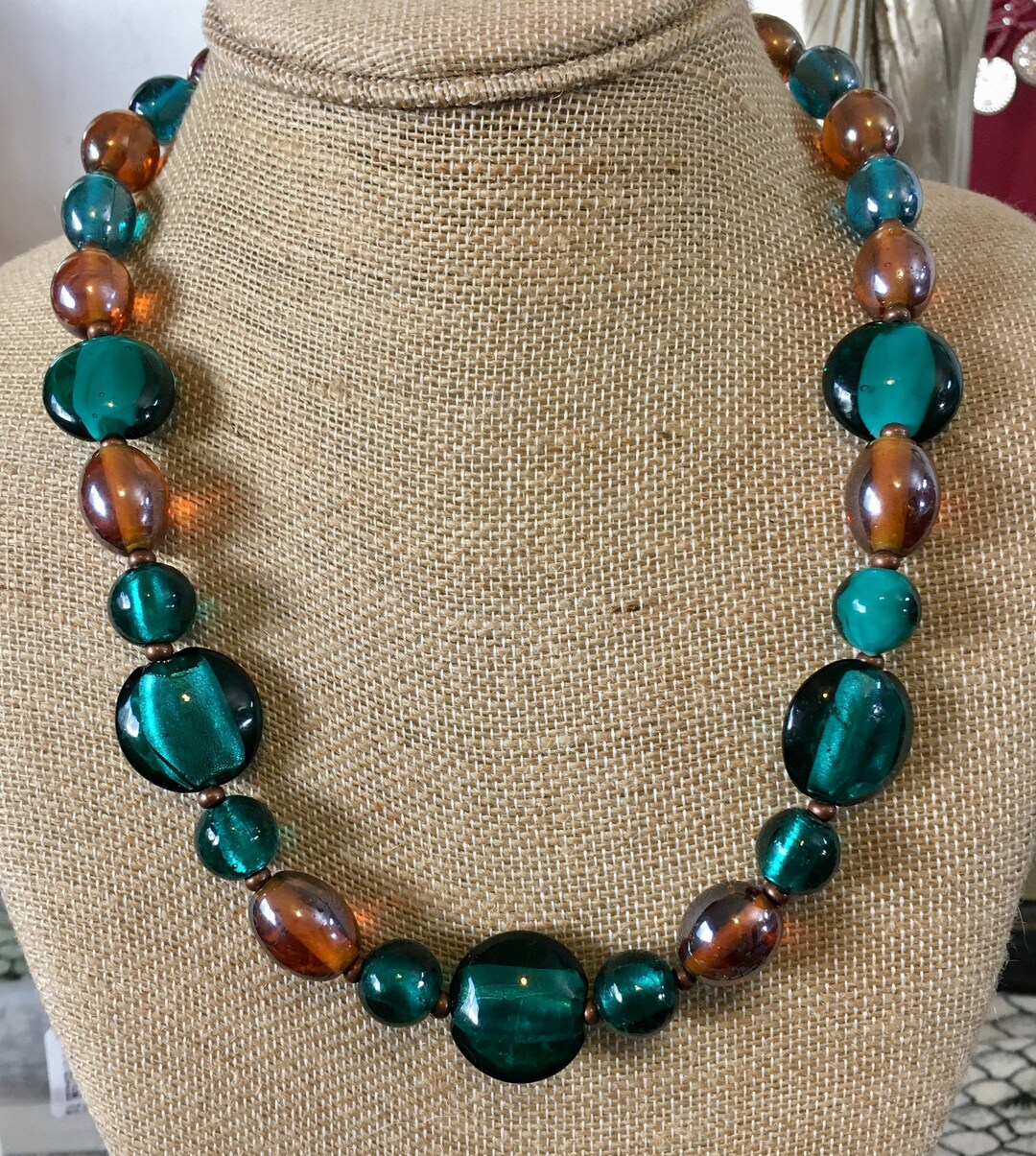Teal and Copper Carnival Glass - Etsy