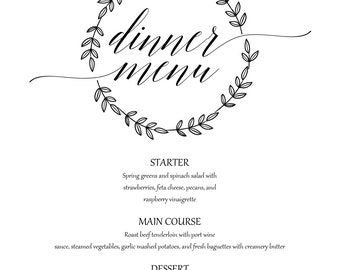 Cursive wedding menu | Etsy