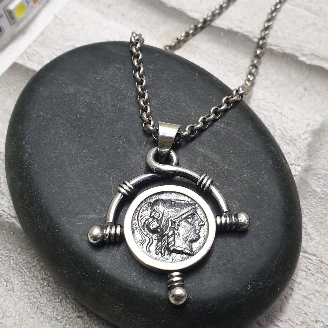 Collier d'Athéna collier de pièce de monnaie argentée - Etsy France