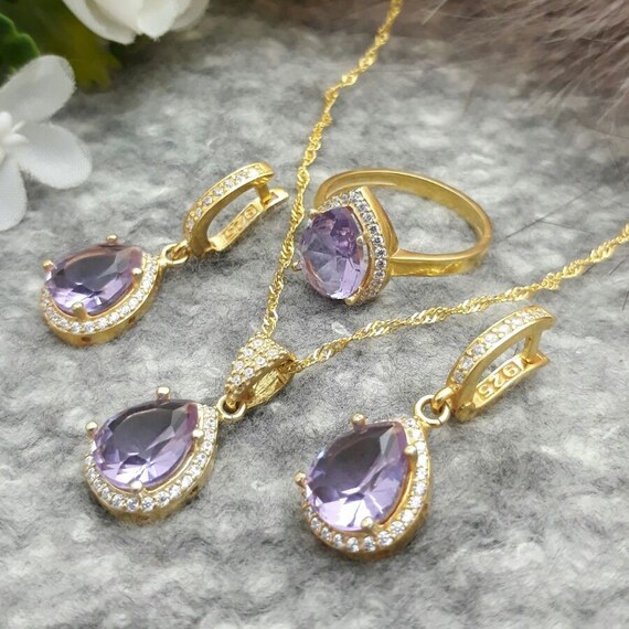Amethyst Set Amethyst Wedding Set Amethyst Wedding | Etsy
