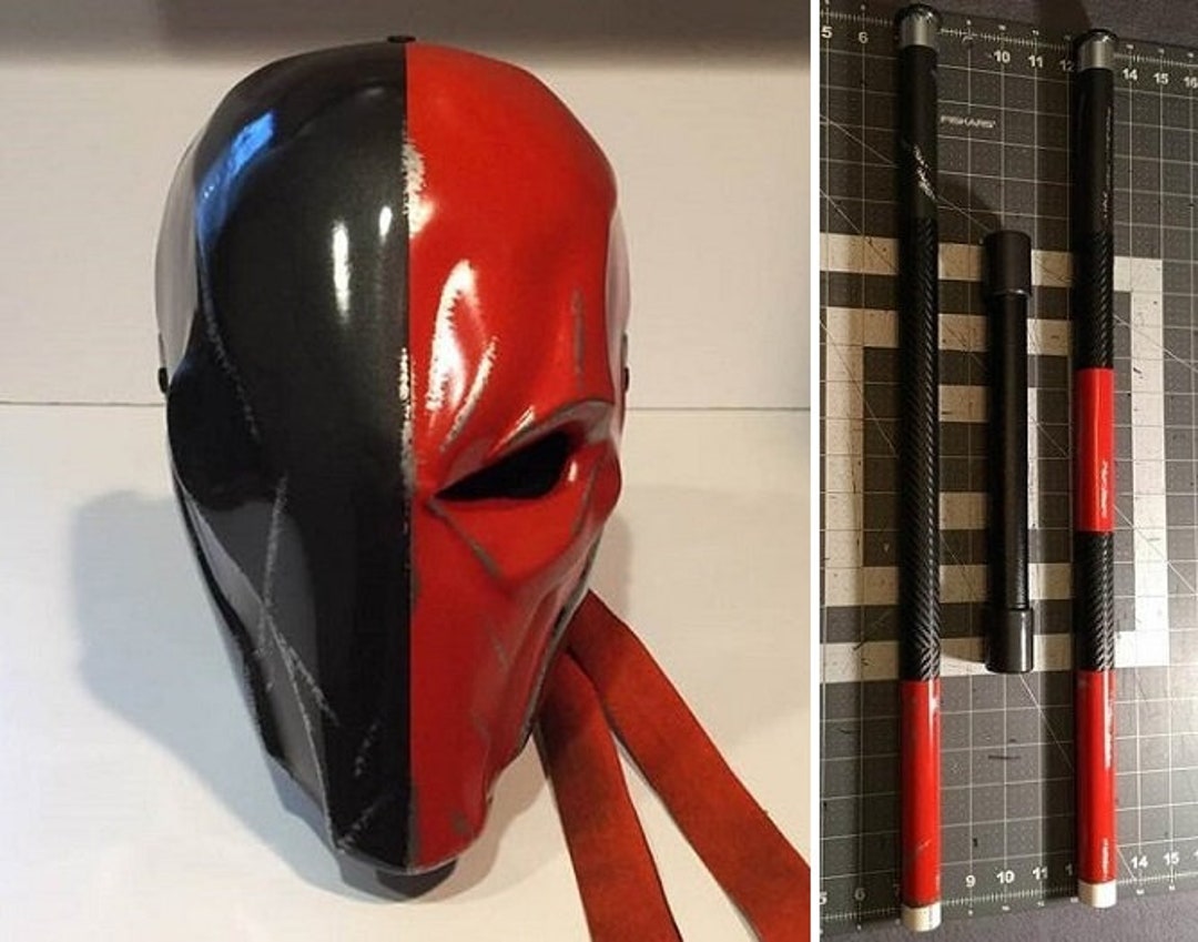 Deathstroke SET Cosplay Mask, Backplate and Collapsible Bo Staff - Etsy