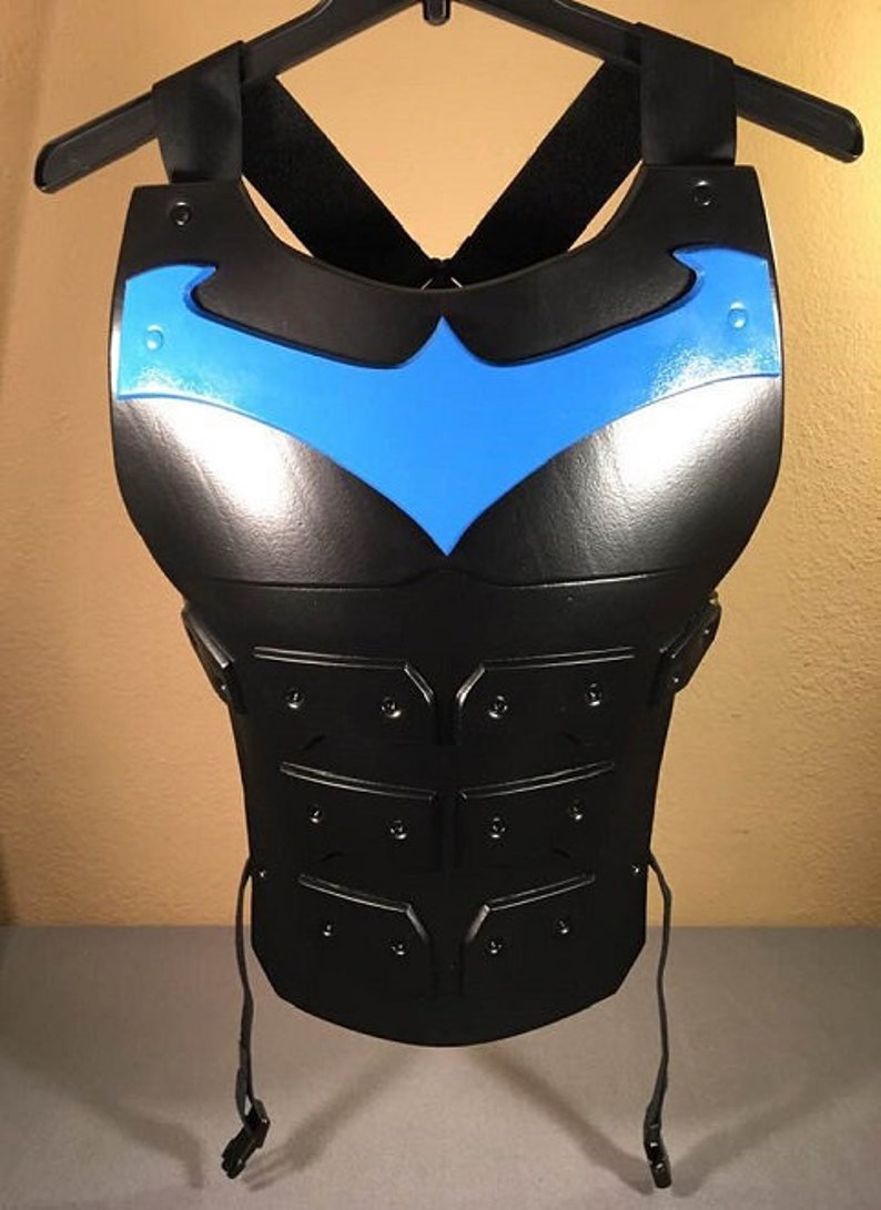 Nightwing Cosplay Chest Vest Body Armor Flat Black Classic Blue Costume ...