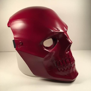 Red Skull Mask FRONT ONLY With Adjustable Strap Black Mask Skeletor ...