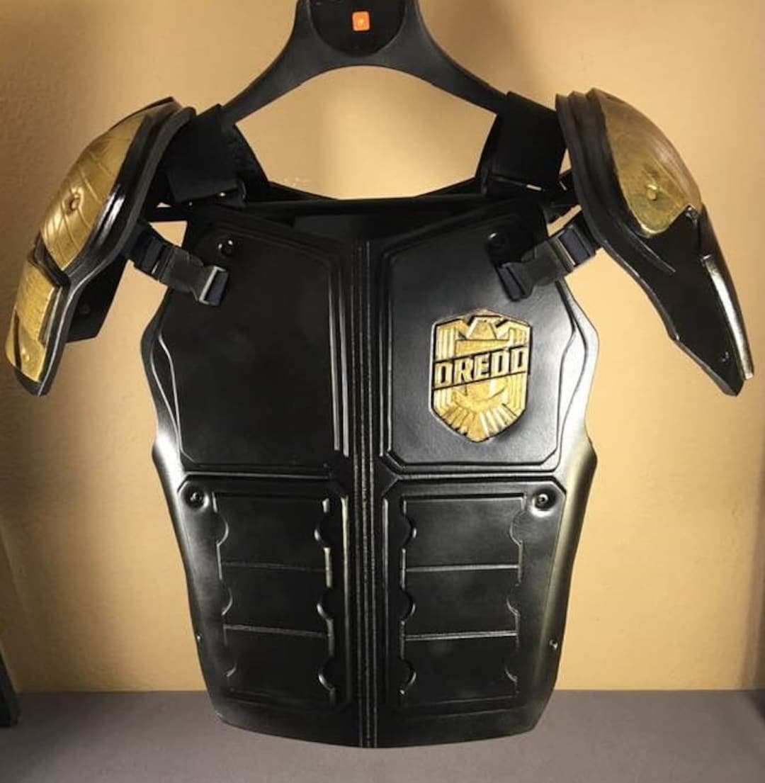 Dred Chest Armor and Shoulders: Matte Black & Antique Gold Costume ...