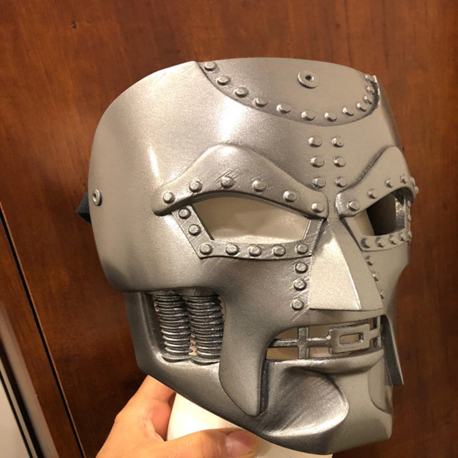 Dr. Doom Mask: Metallic Dark Steel, Adjustable Straps, Cosplay Costume ...
